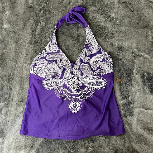 Athleta | Swim | Athleta Purple Paisley Halter Padded Tankini Swimsuit ...